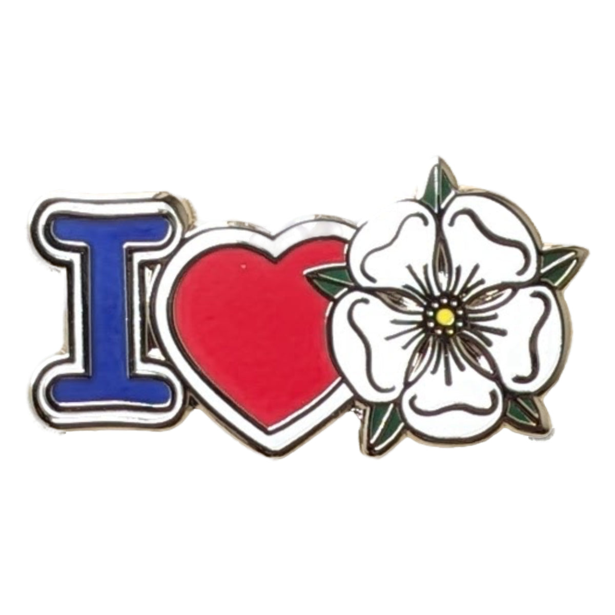 I Love Yorkshire White Rose Pin Badge | The Great Yorkshire Shop