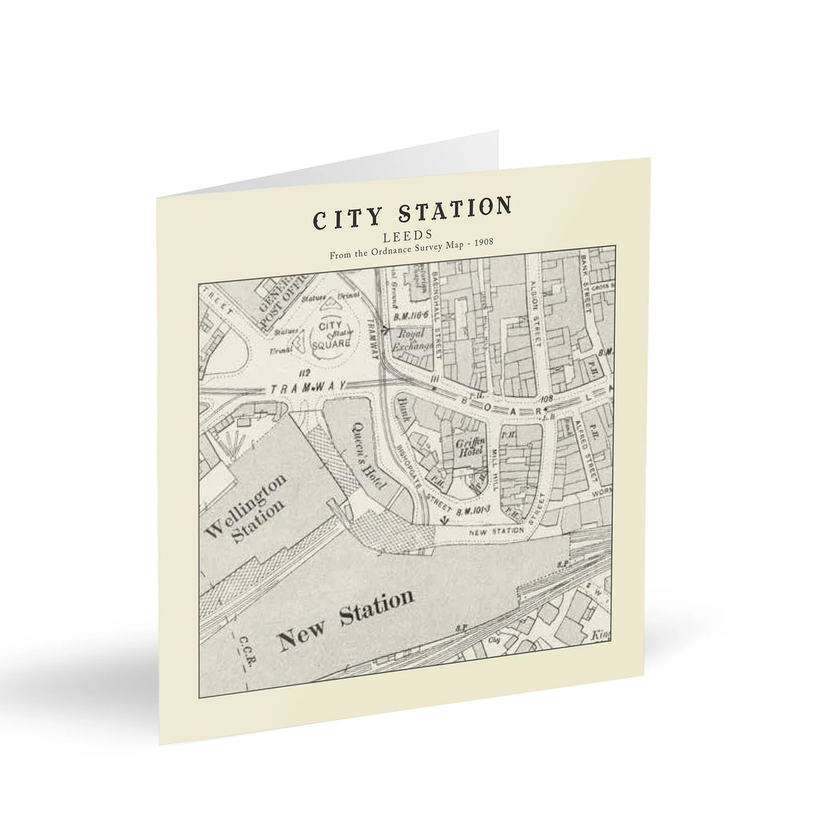 City Station, Leeds Ordnance Survey 1908 Map Card - The Great Yorkshire ...
