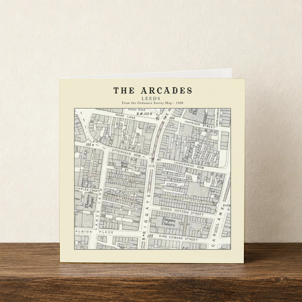 The Arcades, Leeds Ordnance Survey 1908 Map Card - The Great Yorkshire Shop