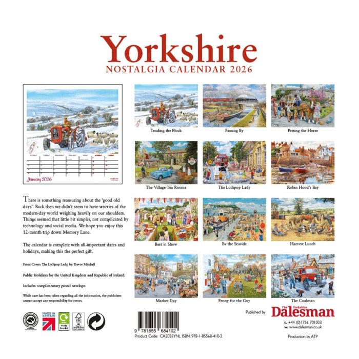 Yorkshire Nostalgic 2026 Calendar - The Great Yorkshire Shop
