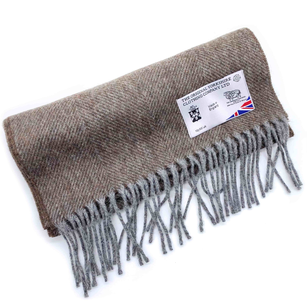 Traditional Yorkshire Wool Scarf Brown & Grey | The Great Yorkshire Shop
