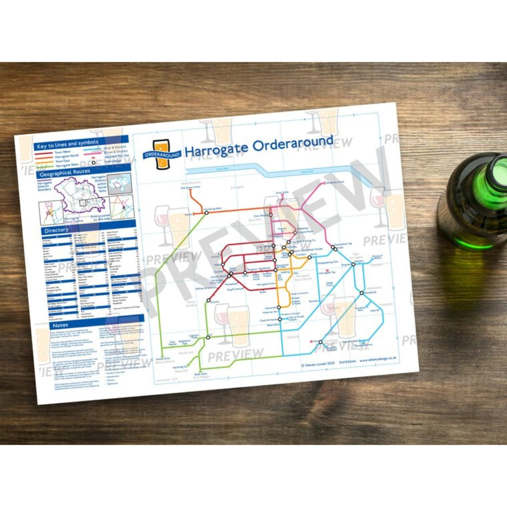 Harrogate Orderaround Pub Map A3 Print - The Great Yorkshire Shop