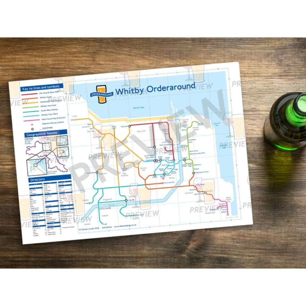 Whitby Orderaround Pub Map Print | The Great Yorkshire Shop
