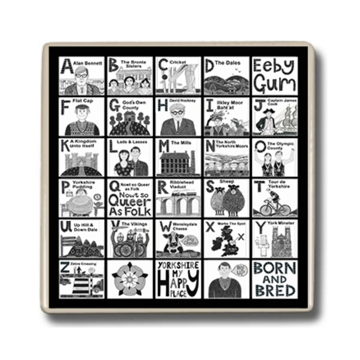 Yorkshire Alphabet Ceramic Coaster | The Great Yorkshire Shop